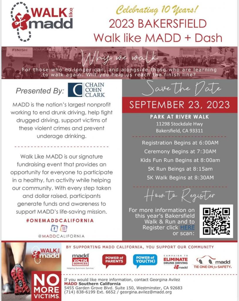 2023 Bakersfield Walk like MADD + Dash